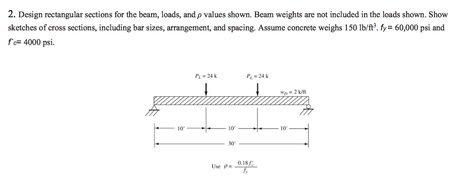 Solved 2. Design rectangular sections for the beam, loads, | Chegg.com