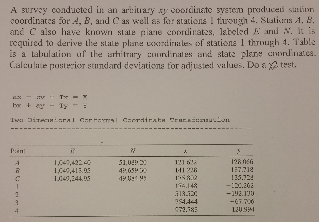 Solved A survey conducted in an arbitrary xy coordinate | Chegg.com