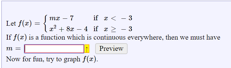Solved Let f(x)-〉mx _ 7 if If f(x) is a function which is | Chegg.com