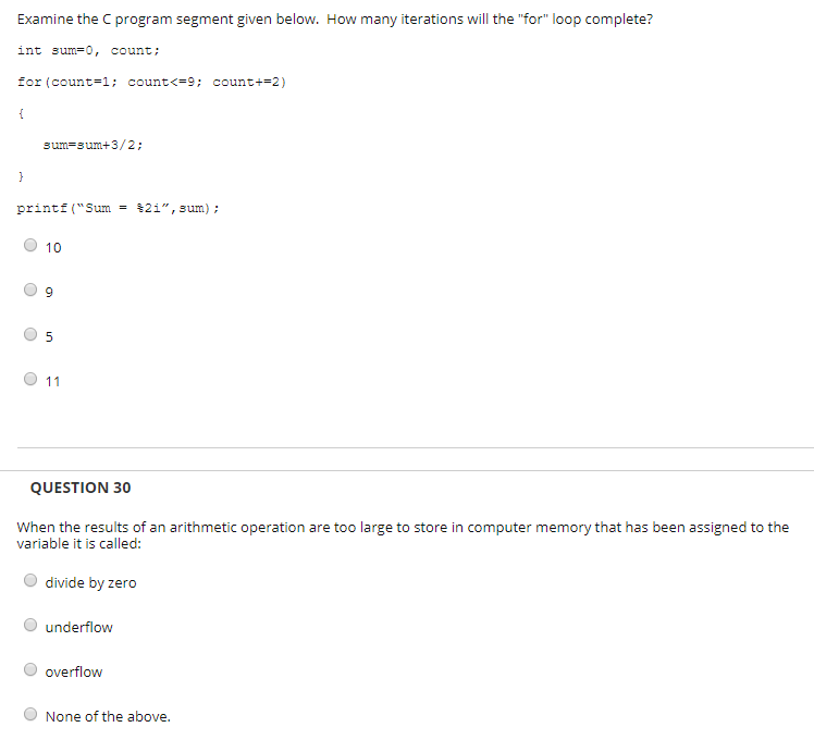 Solved Examine the C program segment given below. How many | Chegg.com
