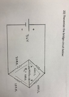 Solved 20) Thevenize the bridge circuit below: leo? 00? 100n | Chegg.com