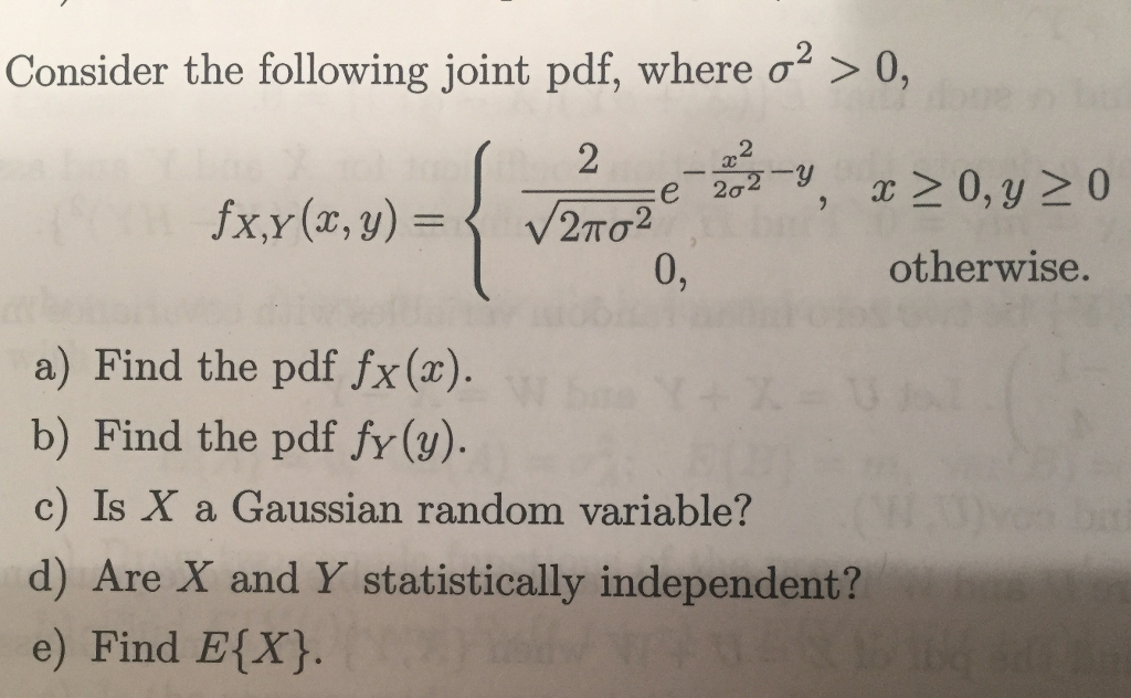 Solved Consider the following joint pdf shown. Please show | Chegg.com