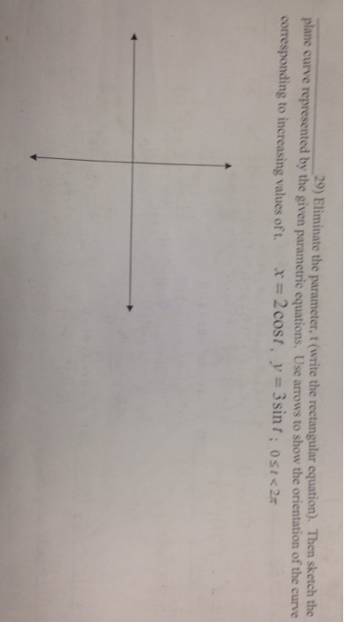 Solved Eliminate the parameter, t (write the rectangular | Chegg.com