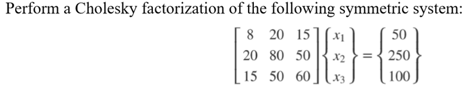 Solved Perform A Cholesky Factorization Of The Following