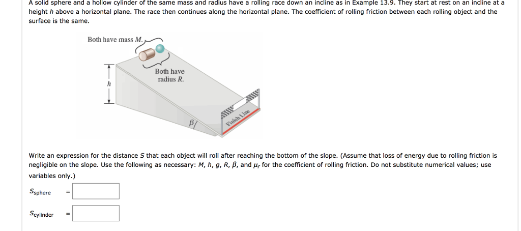 Solved A solid sphere and a hollow cylinder of the same mass | Chegg.com