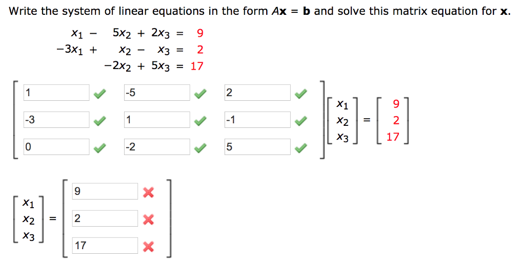 Solved write the system of linear equations in the form Ax = | Chegg.com