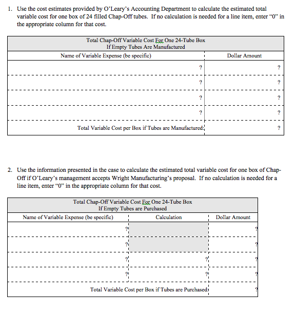 O'Leary Industries manufactures and sells a highly | Chegg.com