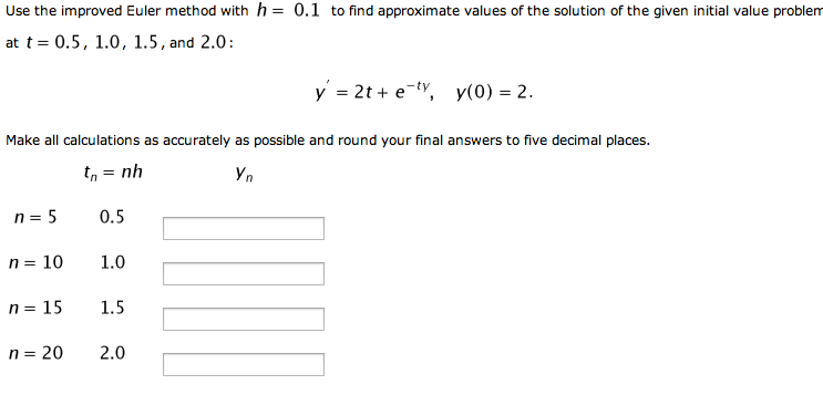 Solved Use the improved Euler method with h = 0.1 to find | Chegg.com
