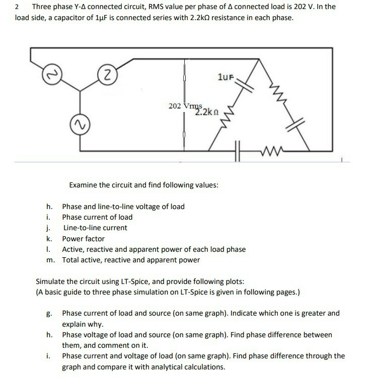 Solved Three phase Y-A connected circuit, RMS value per | Chegg.com