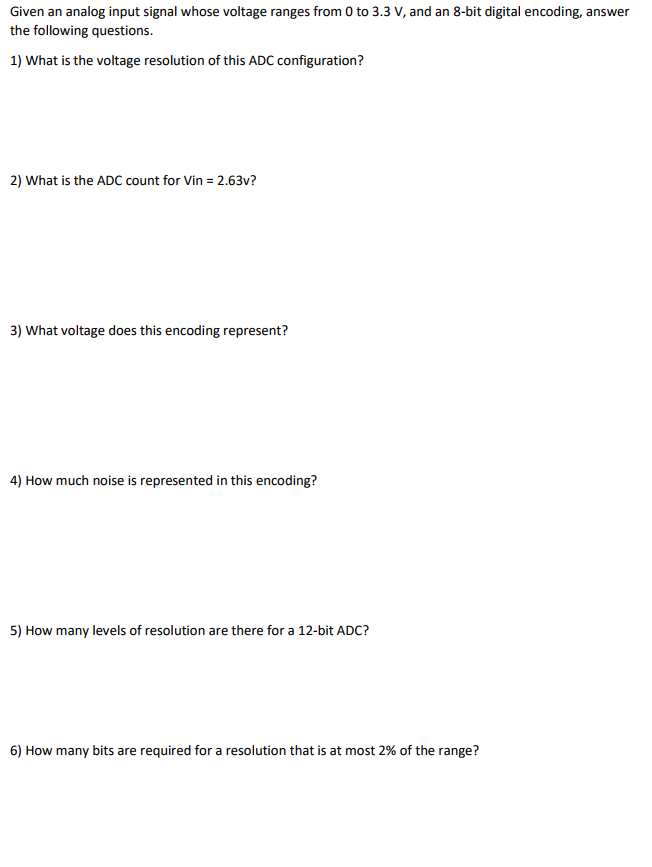 Solved Given an analog input signal whose voltage ranges | Chegg.com