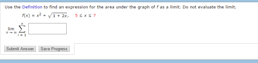 Solved Use the Definition to find an expression for the area | Chegg.com
