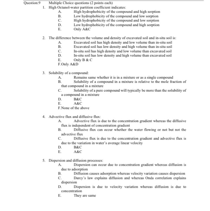 Solved Question:9 Multiple Choice questions (2 points each) | Chegg.com