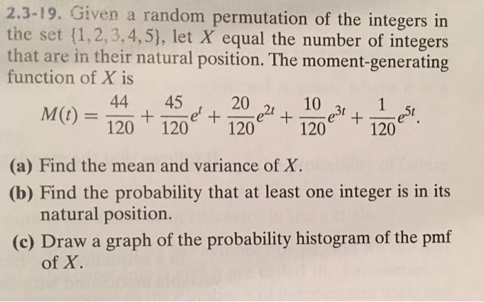 Solved Given a random permutation of the integers in the set | Chegg.com
