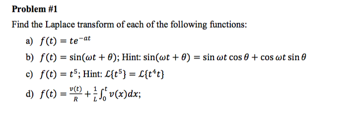 Solved Find the Laplace transform of each of the following | Chegg.com