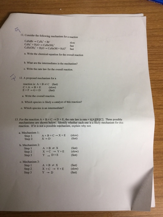 Solved Consider the following mechanism for a reaction | Chegg.com