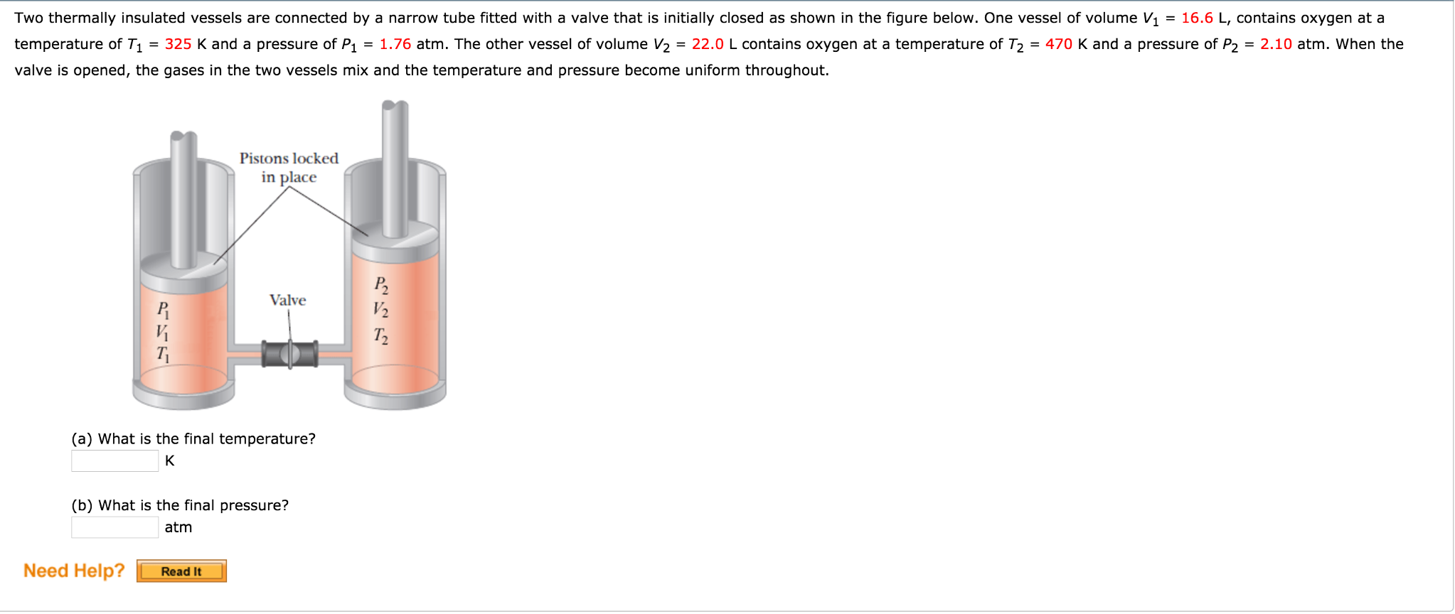 Solved Two thermally insulated vessels are connected by a | Chegg.com
