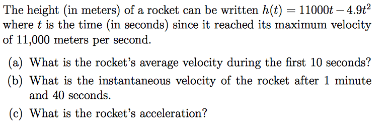 Solved The height (in meters) of a rocket can be written | Chegg.com