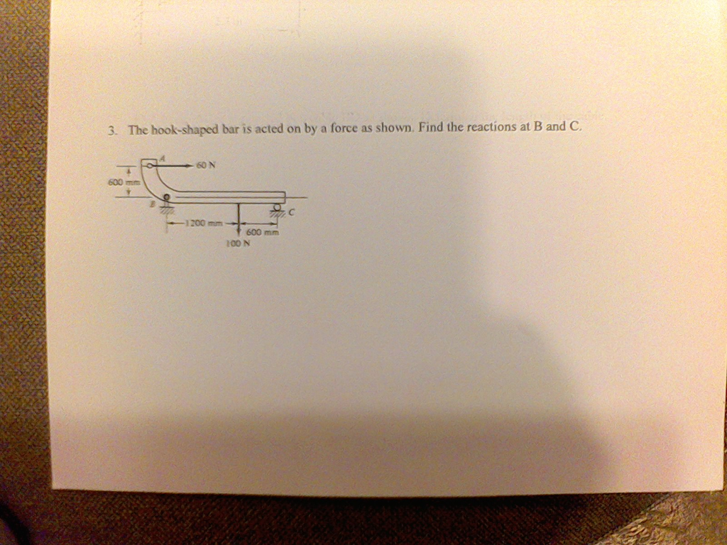 Solved The hook-shaped bar is acted on by a force as shown. | Chegg.com