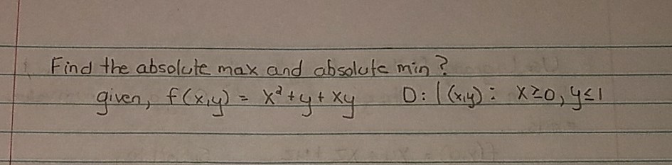 Solved Find the absolute max and absolute min | Chegg.com