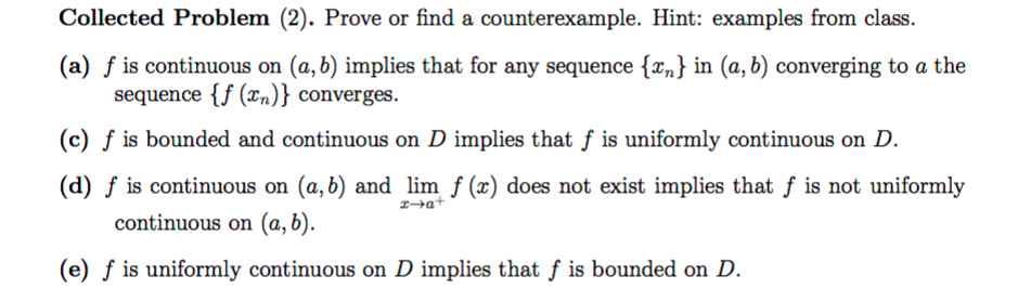 Solved Collected Problem (2). Prove or find a | Chegg.com