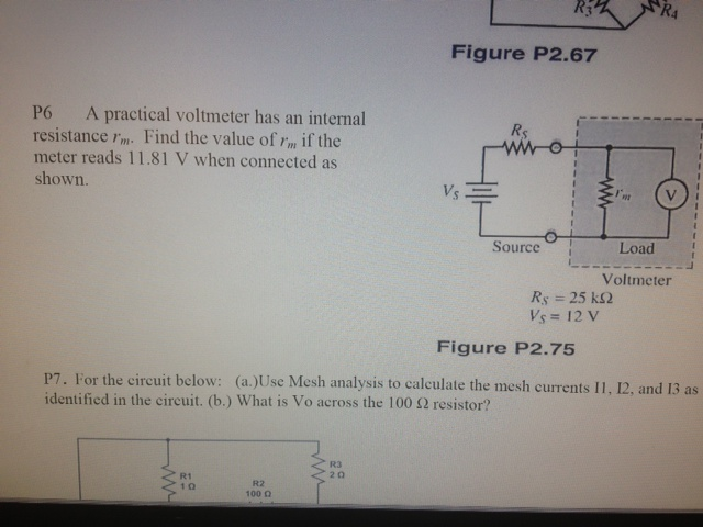Solved A practical voltmeter has an internal resistance rm. | Chegg.com