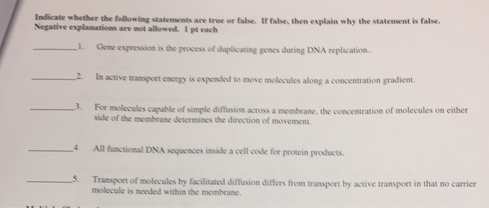 Solved Indicate whether the following statements are true or | Chegg.com