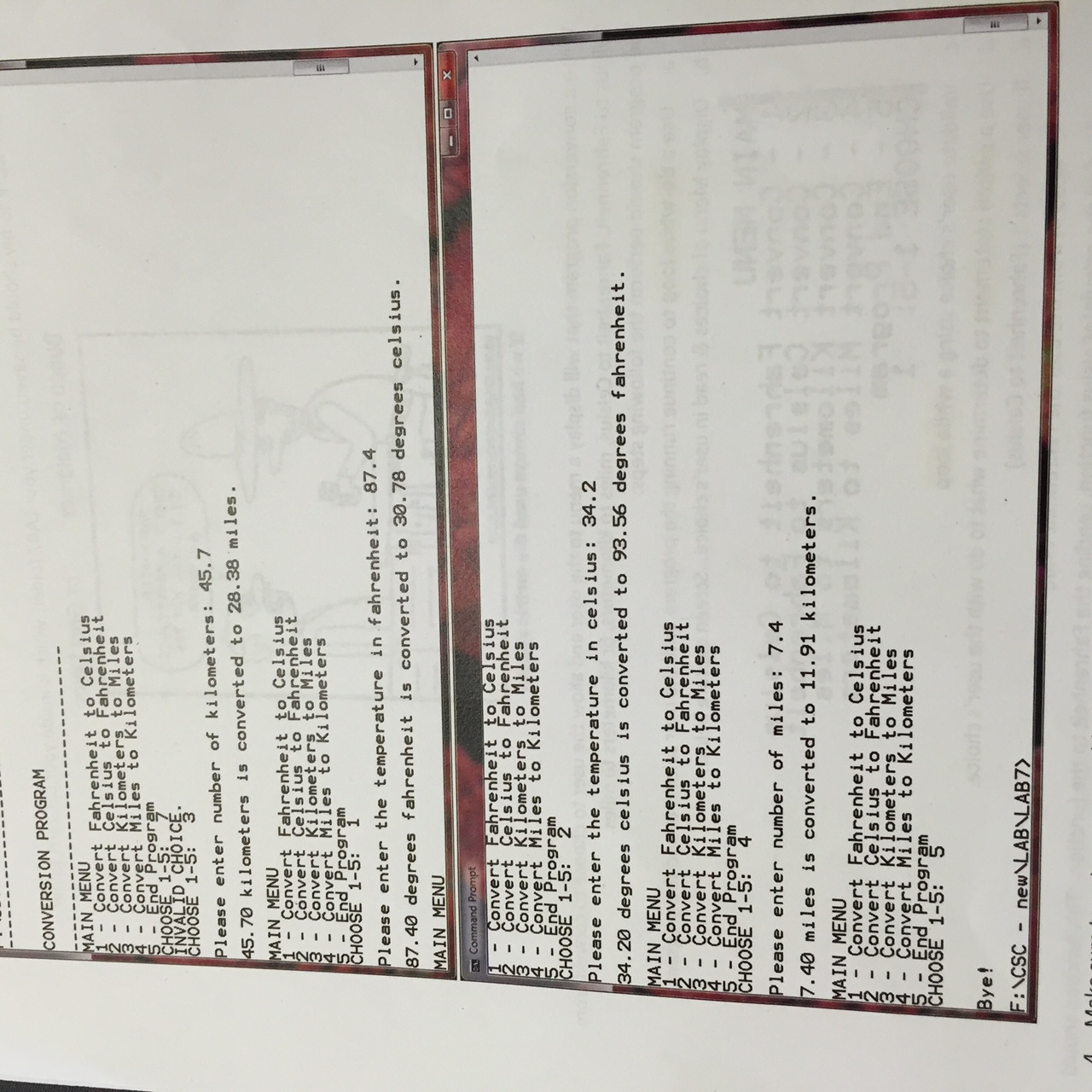 Solved Write a conversion program that will display a menu | Chegg.com