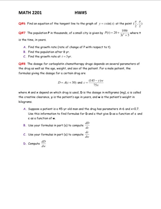 MATH 2201 HWAS This assignment is due Monday, | Chegg.com