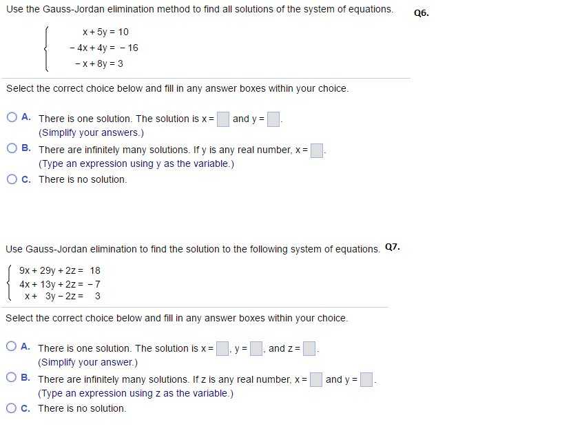 Solved Use the Gauss-Jordan elimination method to find all | Chegg.com