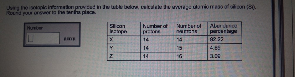 Solved Using the isotopic information provided in the table | Chegg.com