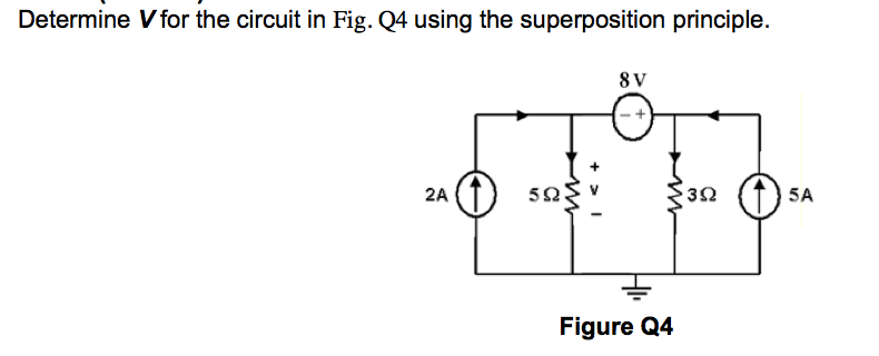 Solved Determine V for the circuit in Fig. Q4 using the | Chegg.com