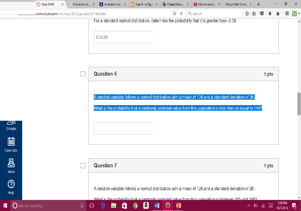 Solved For a standard normal distribution, determine the | Chegg.com