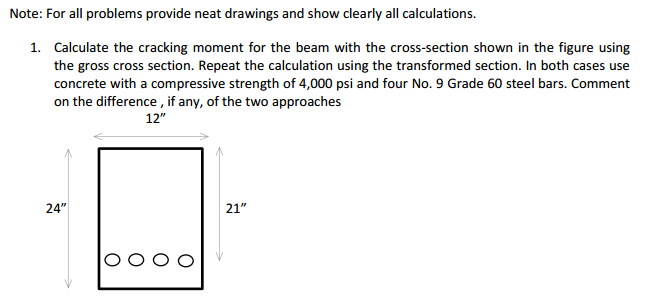 Calculate the cracking moment for the beam with the | Chegg.com