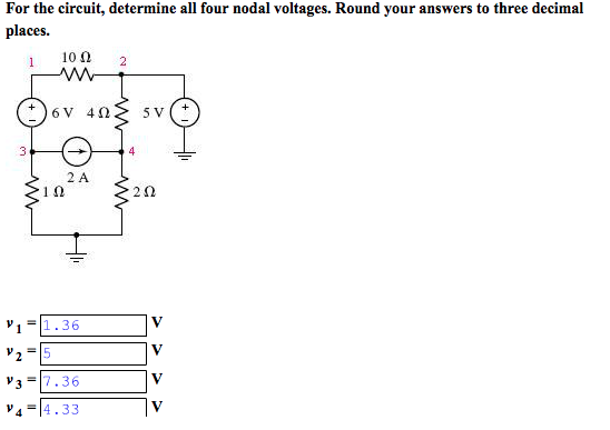 Solved For the circuit, determine all four nodal voltages. | Chegg.com