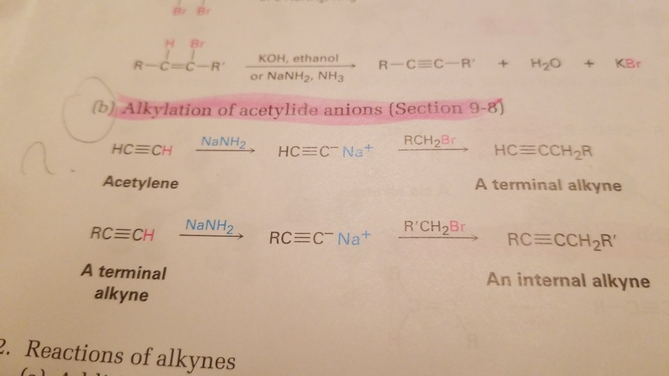 Solved KOH, ethanol R-CC-R+ H20 +KBr or NaNH2. NH3 (b) | Chegg.com
