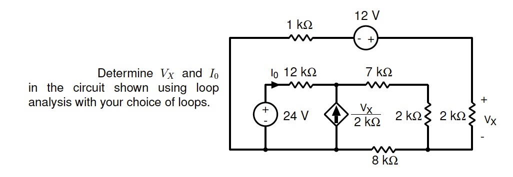 Solved Determine VX and I0 in the circuit shown using loop | Chegg.com