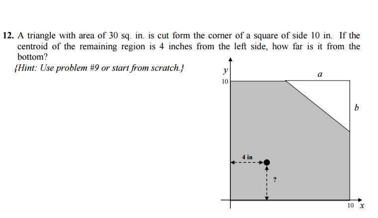 Solved A triangle with area of 30 sq. in. is cut form the | Chegg.com