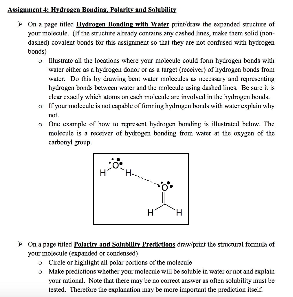 Solved Assignment 4: Hydrogen Bo nding, Polaritv and | Chegg.com