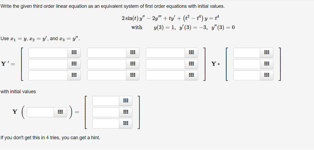 Solved Write the given third order linear equation as an | Chegg.com Solved Write the given third order linear equation as an | Chegg.com