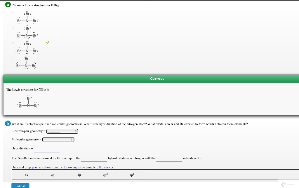 Solved Choose a Lewis structure for NBr_5. The Lewis | Chegg.com