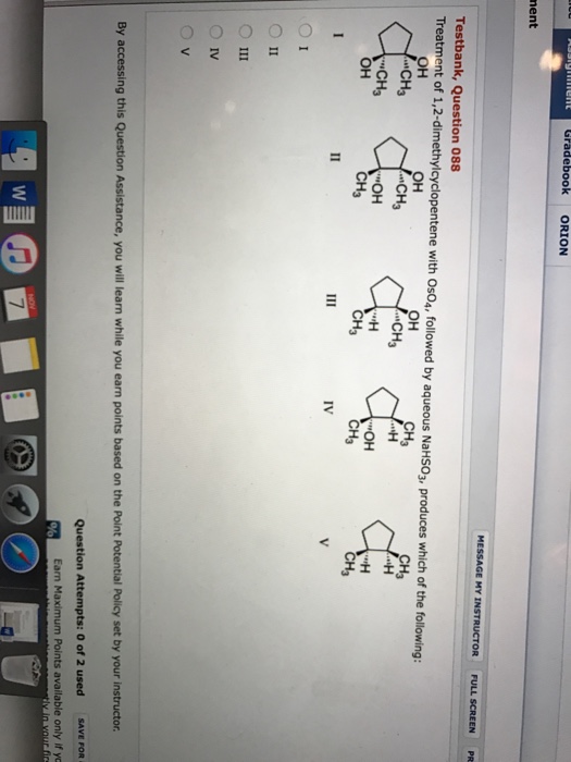 Solved Treatment of 1, 2- dimethyl cyclopentane with OsO_4, | Chegg.com