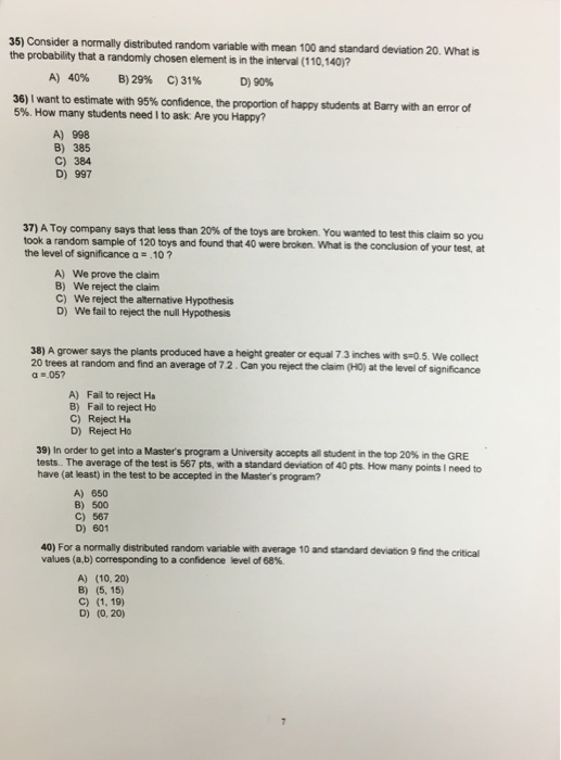 Solved Consider a normally distributed random variable with | Chegg.com