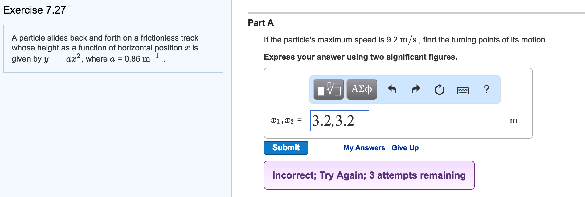 Solved A Particle Slides Back And Forth On A Friction Less 