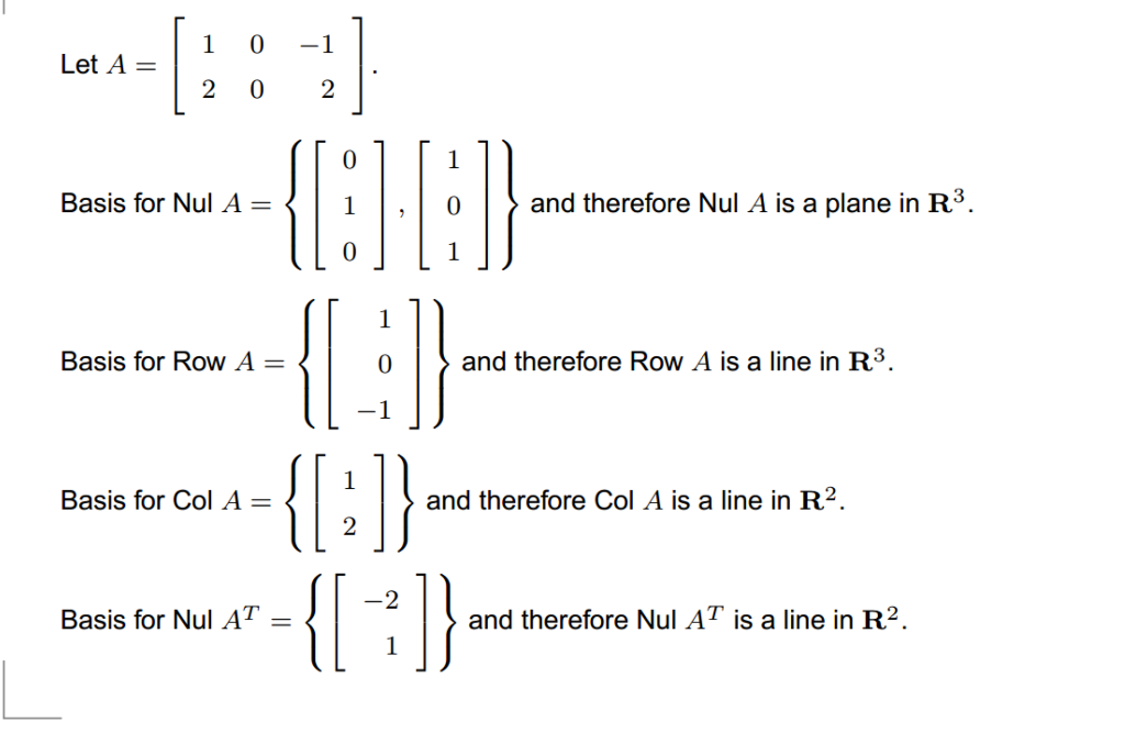 Solved 1 0 -1 Let A 0 Basis for Nul A | 1 | , | 0 | 〈 and | Chegg.com