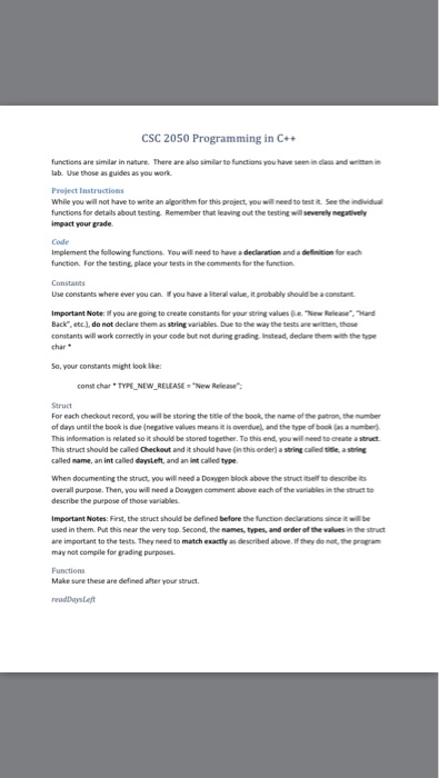 Solved CSC 2050 Programming in C++ Project 03: Library | Chegg.com