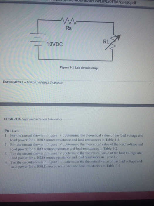 Solved For the circuit shown in Figure 1-1, determine the | Chegg.com