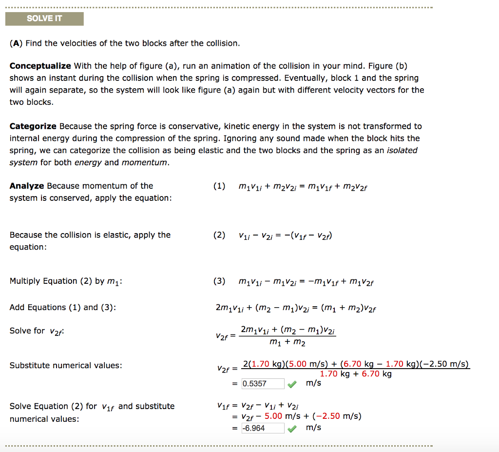 Solved Example 9.7 A Two-Body Collision with a Spring A | Chegg.com