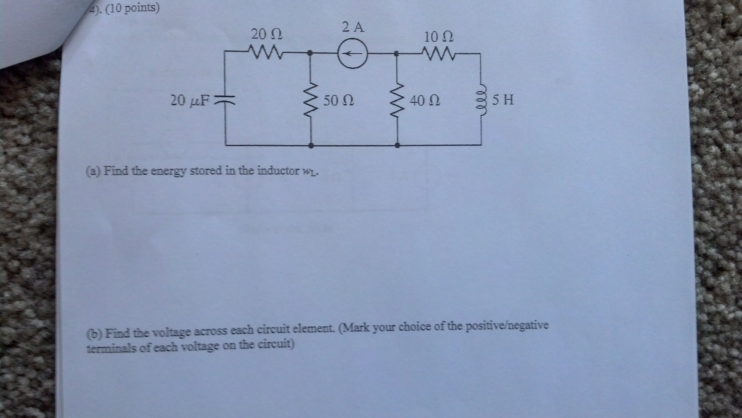 Solved A Find The Energy Stored In The Inductor Wl B