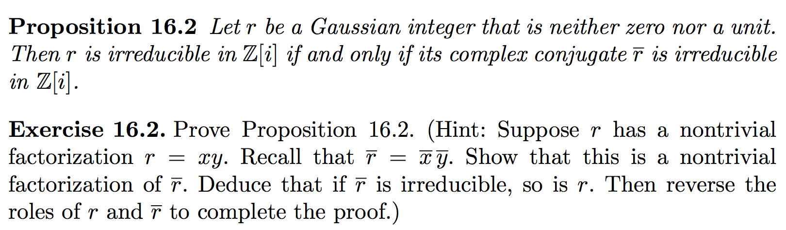 Solved Proposition 16.2 Let r be a Gaussian integer that is | Chegg.com