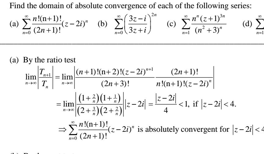 Solved using the ratio test find the domain of absolute | Chegg.com